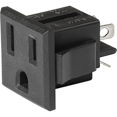 NR020 - NEMA line Outlet 5-15R, Snap-in Mounting, Front Side, Solder ...