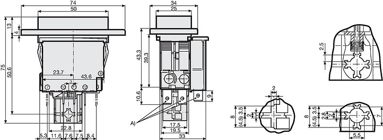 TA45 2 pole Push button - Circuit Breaker for Equipment thermal, 2 pole ...